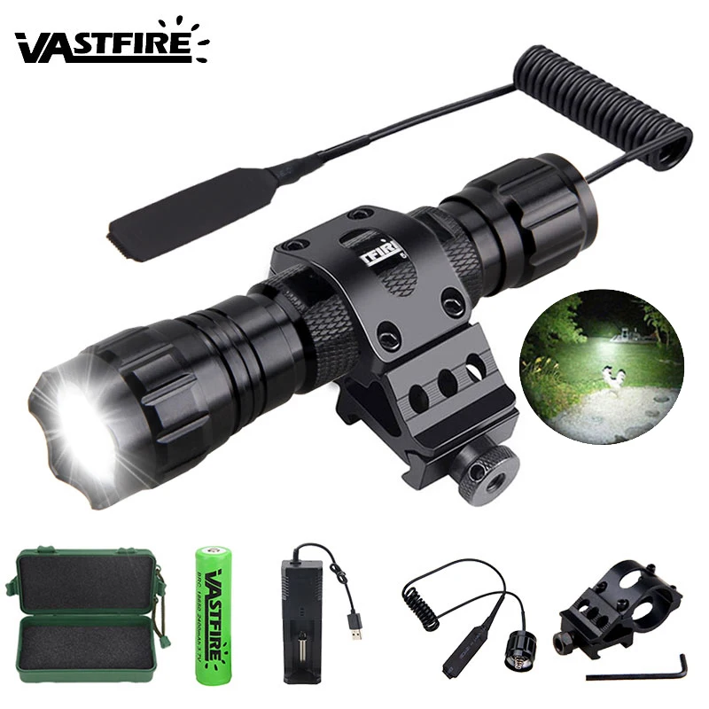 Linterna Led blanca táctica para caza, luz para arma, soporte para ...
