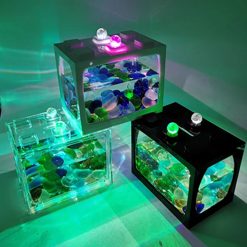 Aquarium,petit Aquarium de poissons, Type batterie légère, fournitures ...