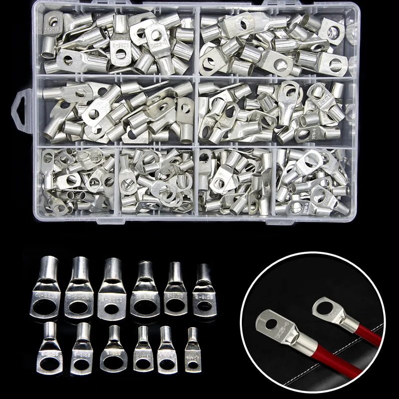 240PCS-Automotive-Copper-Ring-Terminals-Lug-Electrical-Wire-Welding ...