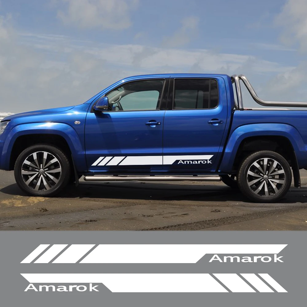 2PCS Car Door Side Skirt Stripes PVC Stickers For VW Volkswagen Amarok ...