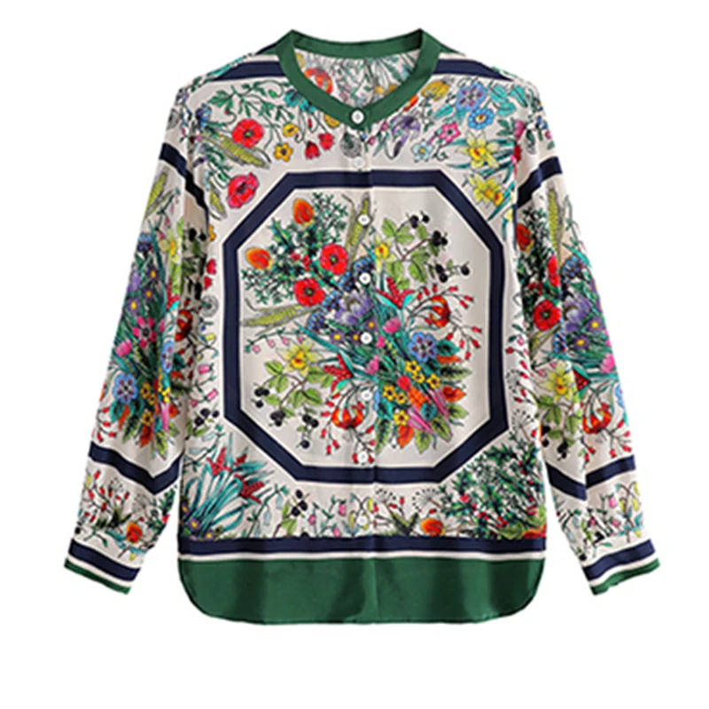 Vintage Flower Print Shirts Women's Blouses 2022 Spring Summer Long ...