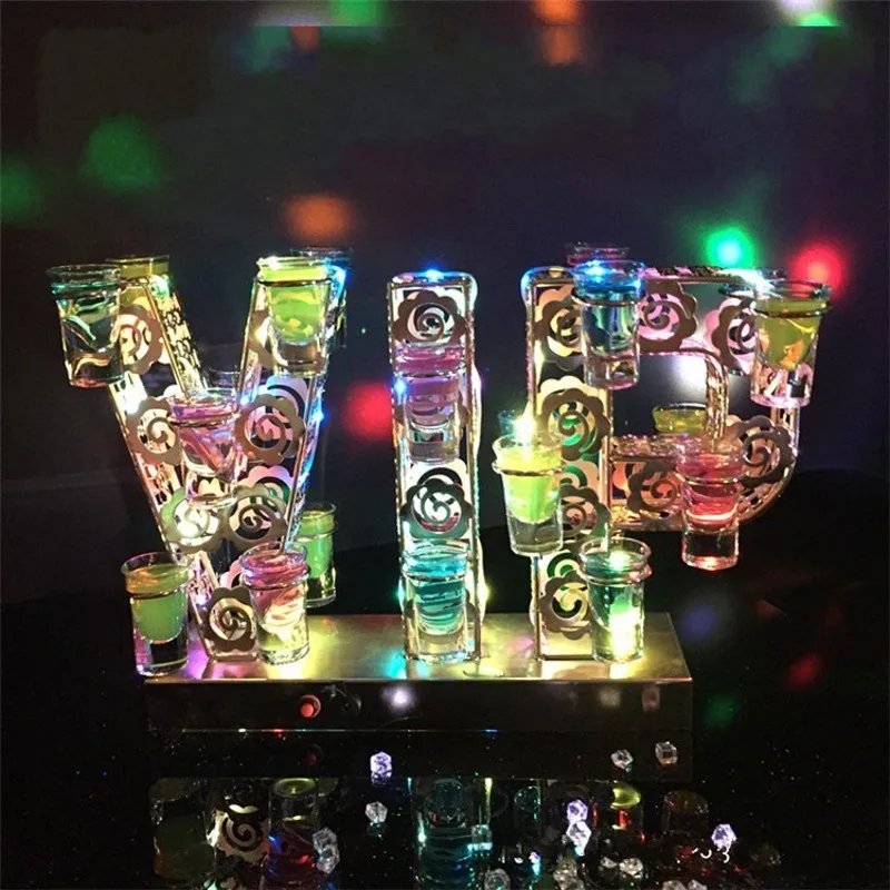 Rechargeable Luminous Light Up Vip Shaped Led Cocktail Tray Wine Glass ...