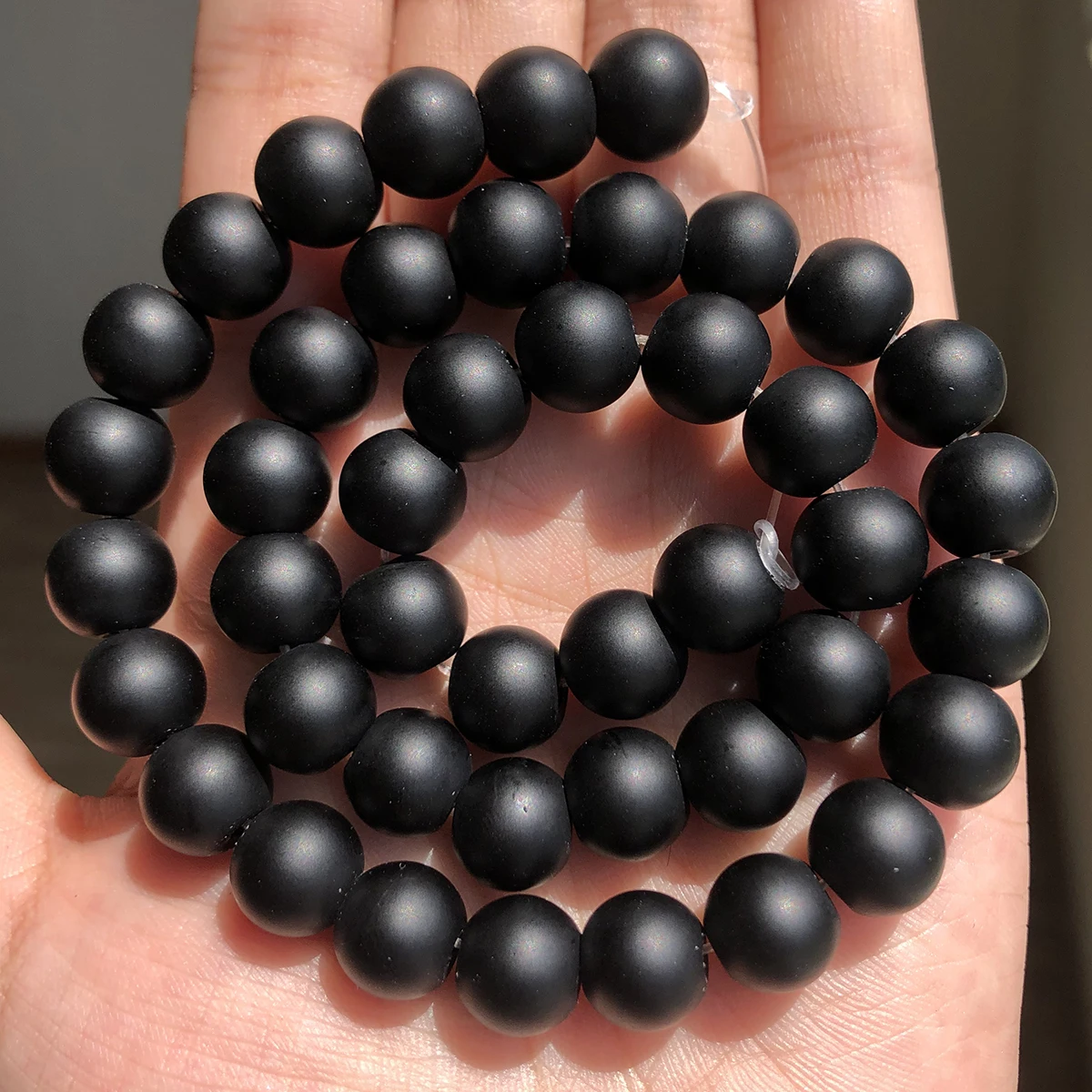 Natural Stone Black Matte Onyx Agates Round Beads Frost Dull Polish ...