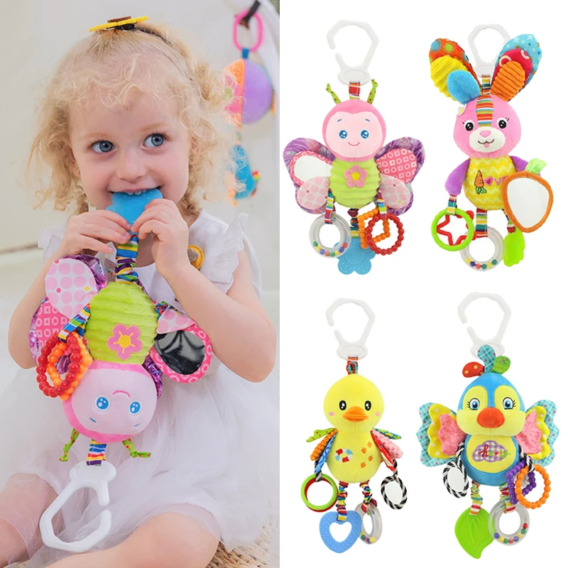 Soft Animal Handbells Rattles Butterfly Rabbit Duck Plush Infant Baby ...