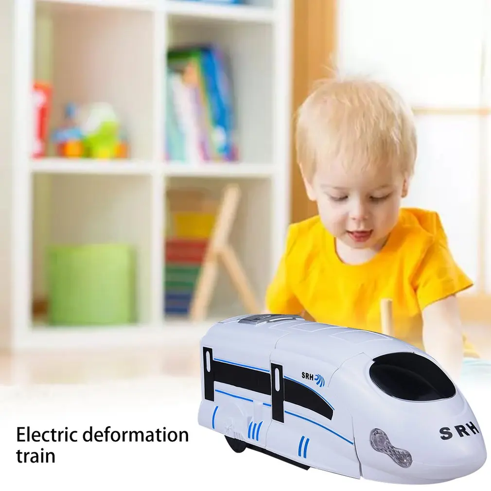 2 In 1 Electric Deformation Train Robot Musical Light Toy Car Model ...