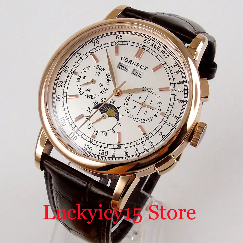 New-CORGEUT-42MM-ST1655-Automatic-Movement-For-Men-Watch-Date-Week-Year ...