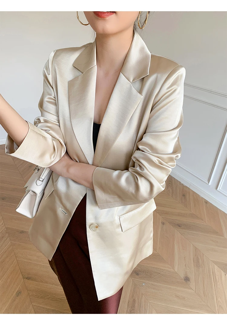 Satin Blazer Suit Jackets | Long Satin Blazer Summer | Satin Blazer ...