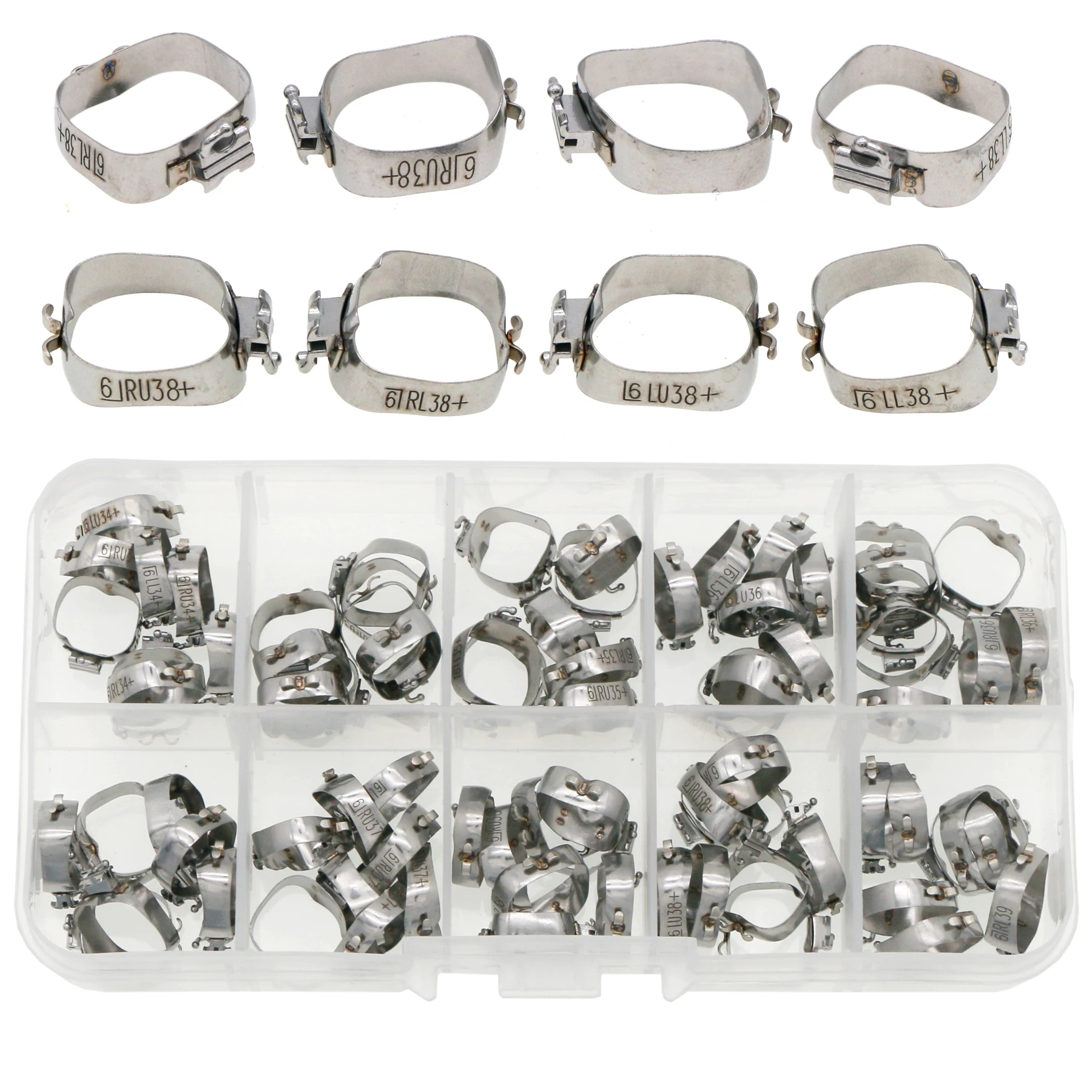 80-Pcs-Dental-Orthodontic-Metal-Bands-sets-Pre-Welded-With-Conv-Roth ...
