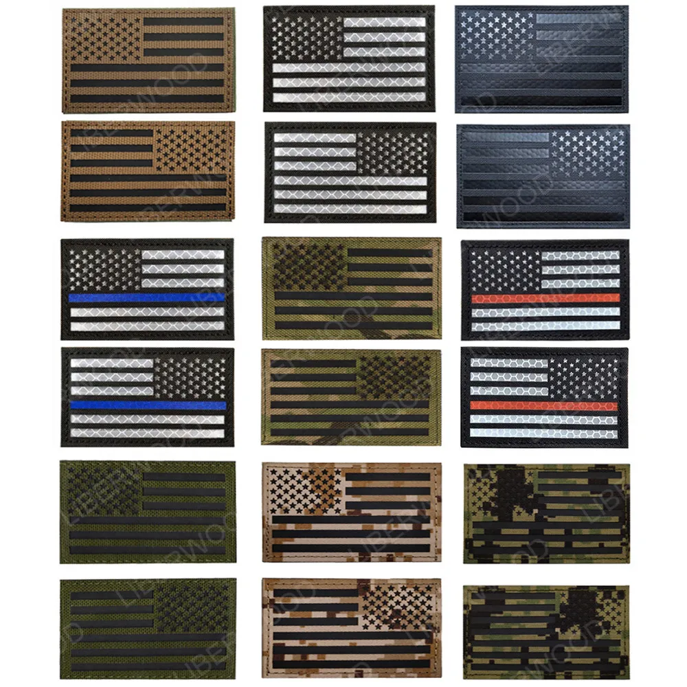 Reversed-MULTICAM-BLUE-RED-LINE-US-IR-Infrared-Patch-America-USA-Flag ...