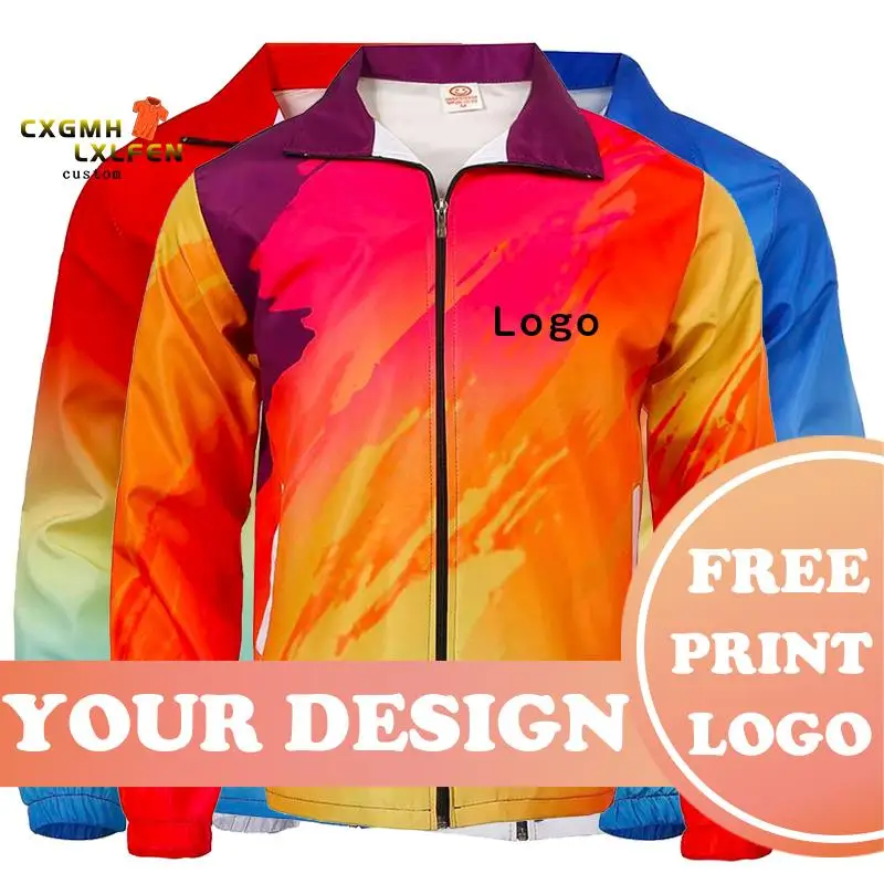2020 Zipper Windbreaker Gradient Jacket Men Fashion Coats Tops Custom ...