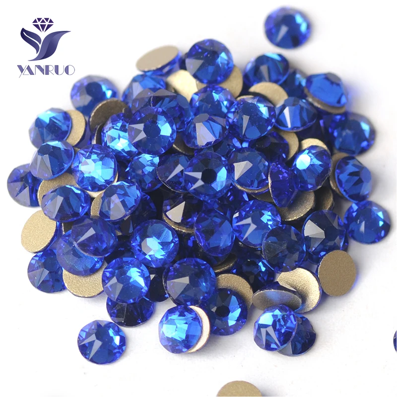 YANRUO 2088NoHF All Sizes Sapphire Glass Strass Crystal Stick On Nails ...