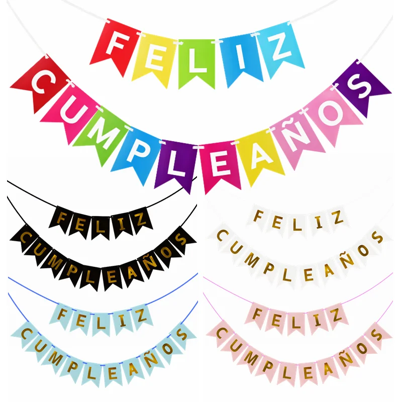 1Set Spanish Happy Birthday Bunting Banner Letter Feliz Cumpleaños ...