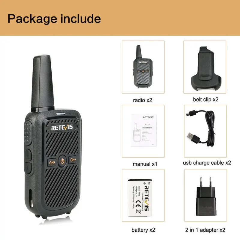 2 шт. Retevis RT15 мини рация портативная двухсторонняя радиостанция ...