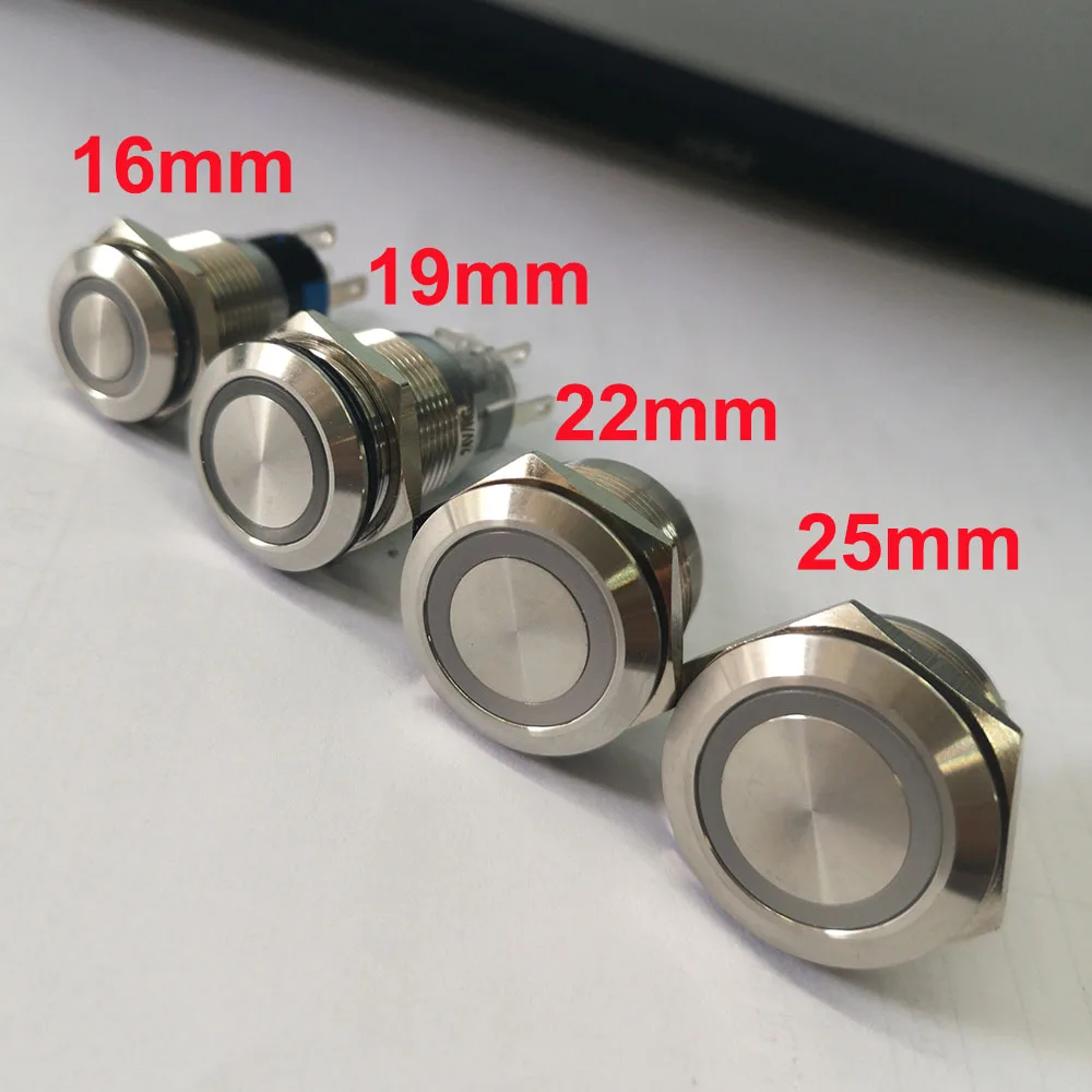 16mm 19mm 22mm 25mm 30mm 3V 12V 24V 220V Ring Led Light Momentary Push ...