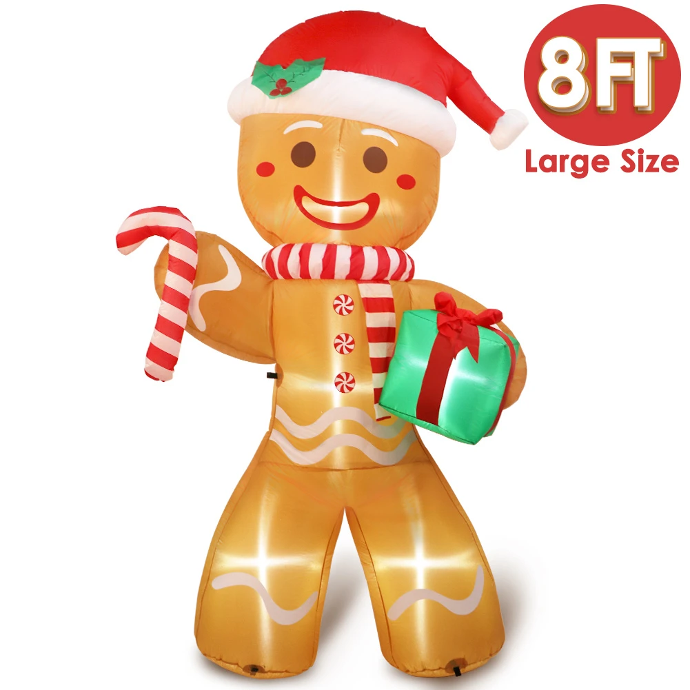 Ourwarm Inflatable Gingerbread Man Night Light Figure Outdoor Garden ...