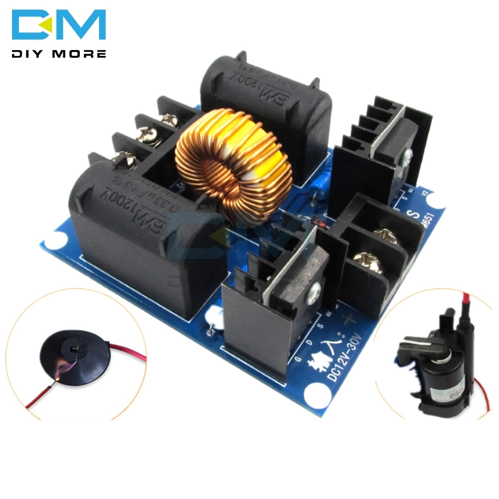 ZVS-Tesla-Coil-Marx-Generator-DC-12V-30V-20A-1000W-High-Voltage-Power ...