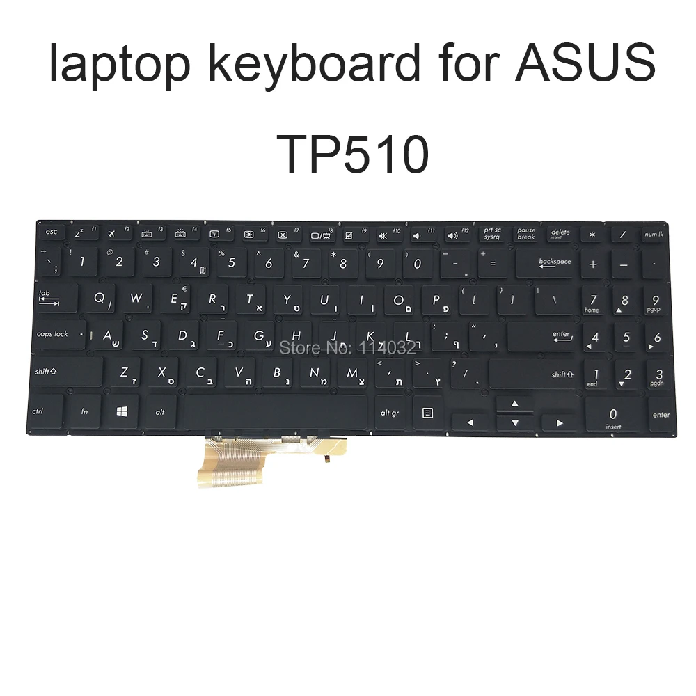 교체 키보드 백라이트 키보드 TP510, 아수스 비보북 TP 510U HB 히브리어 HE 블랙 노트북 KB 수리 부품 0KNB0 ...