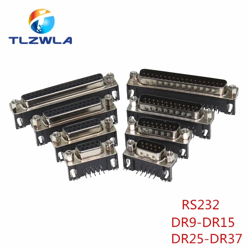 5Pcs-DR9-DR15-DR25-DR37-Hole-Pin-Female-Male-Right-Angle-Welded-D-Sub ...