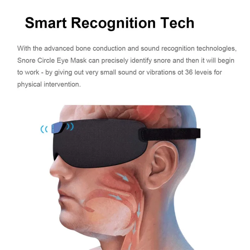 New Anti-snoring Eye Mask Smart Bluetooth Wireless Blindfold 3Contoured ...