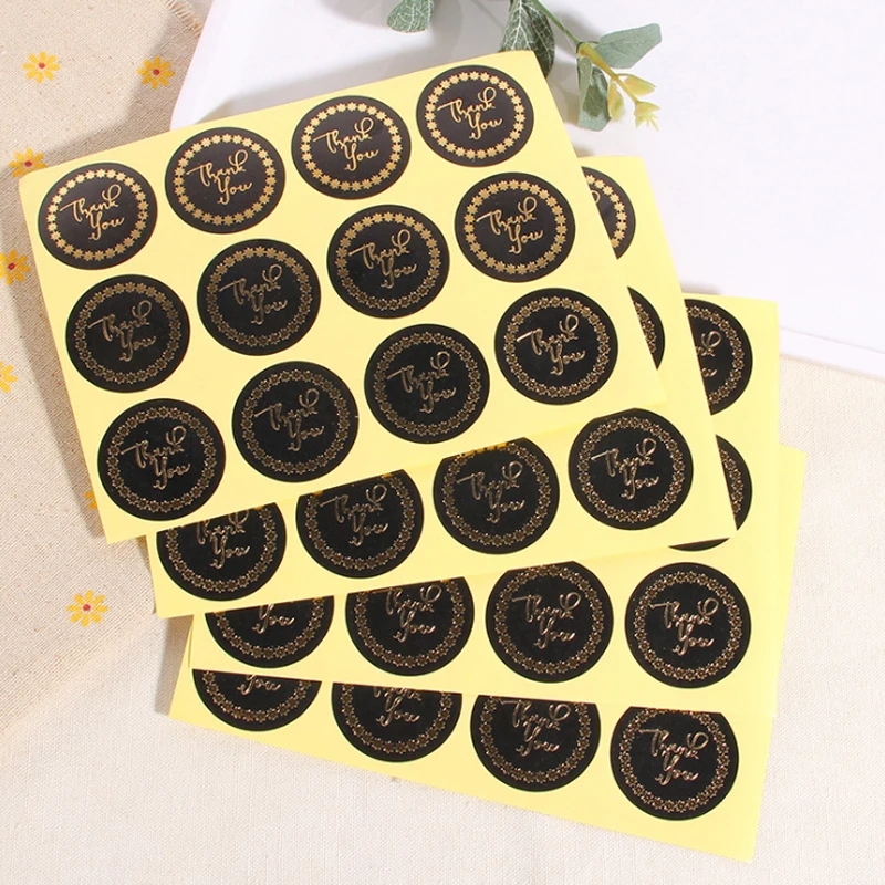 120pcs-Lot-Round-Black-Gold-Thank-you-Star-Ring-Labels-stickers ...