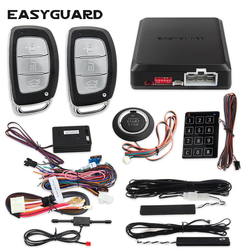 Car-Alarm-System-Remote-Engine-Start-Push-Button-Shock-Sensor-Universal ...