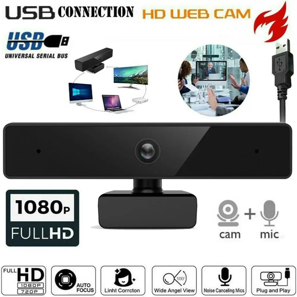 Full HD 1080P Webcam USB Mini Computer Camera Built in Microphone ...