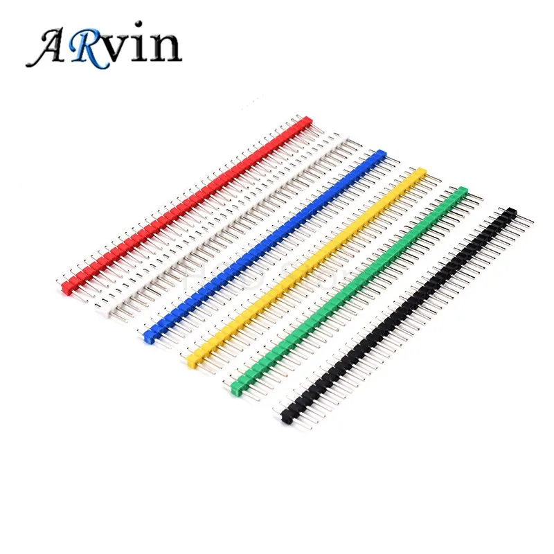 10pcs 40 Pin 1x40 Colorful Single Row Male 2.54mm Breakable Pin Header ...