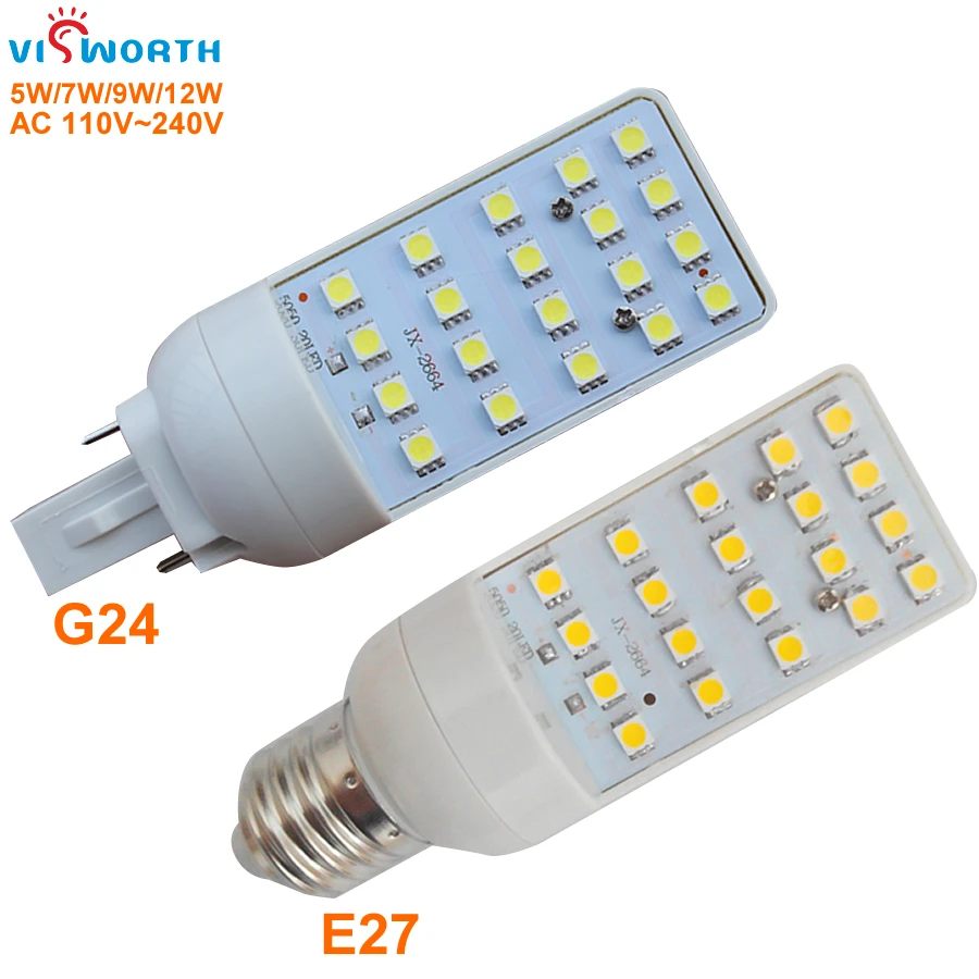 G24 LED Bulbs 5W 7W 9W 12W E27 LED Corn Light SMD5050 180 Degree AC ...