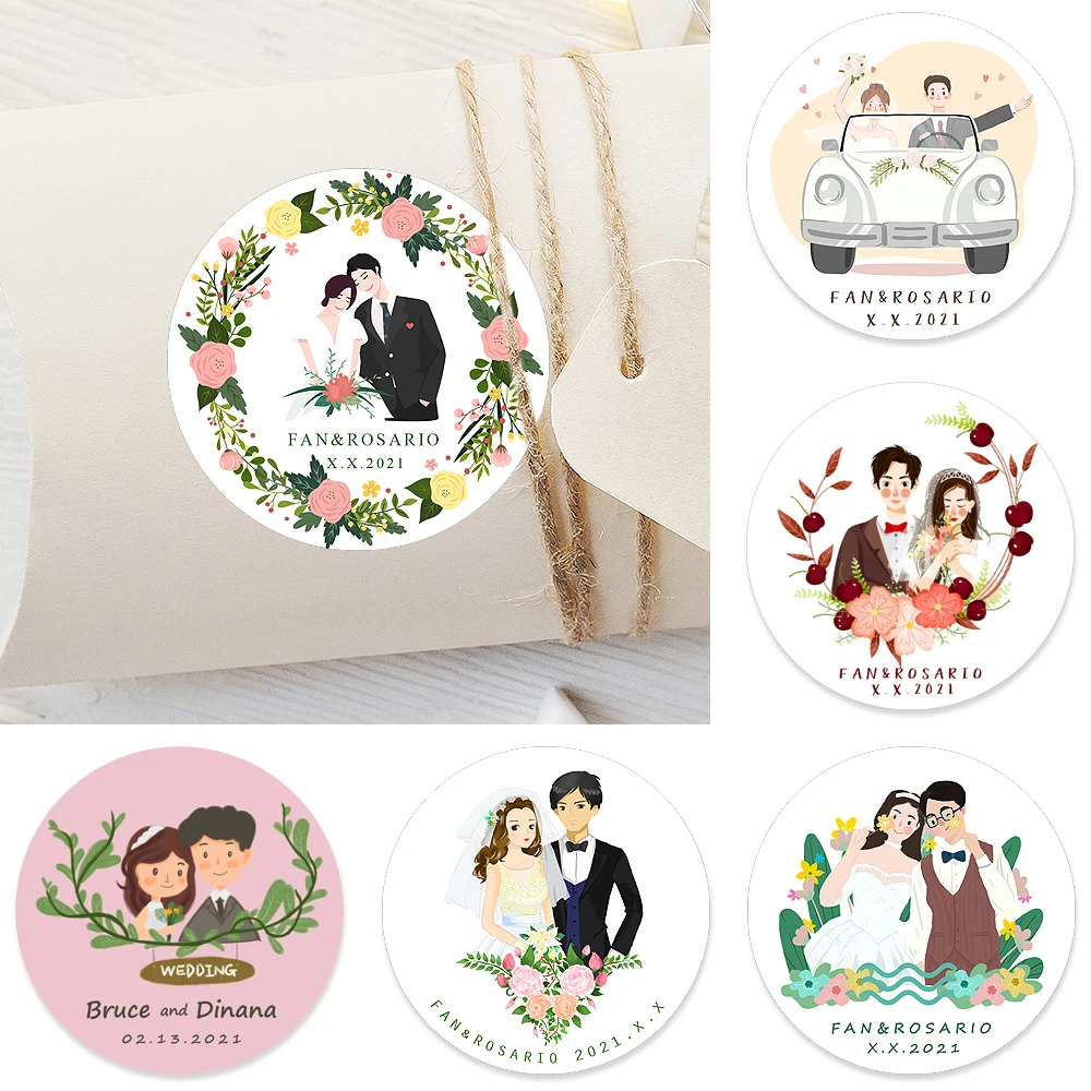 2.5-7cm Custom Personalized Wedding Stickers Name Sticker Cartoons ...