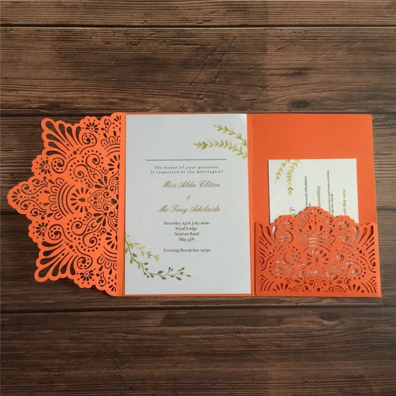 Orange Wedding Invitation Cards Personalized Printing Invite RSVP Multi ...