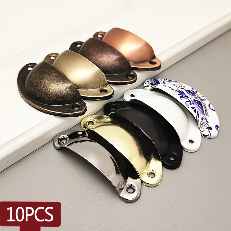 10pcs Antique Shell Pull Handles Vintage Brass Shell Pull Knob Kitchen ...