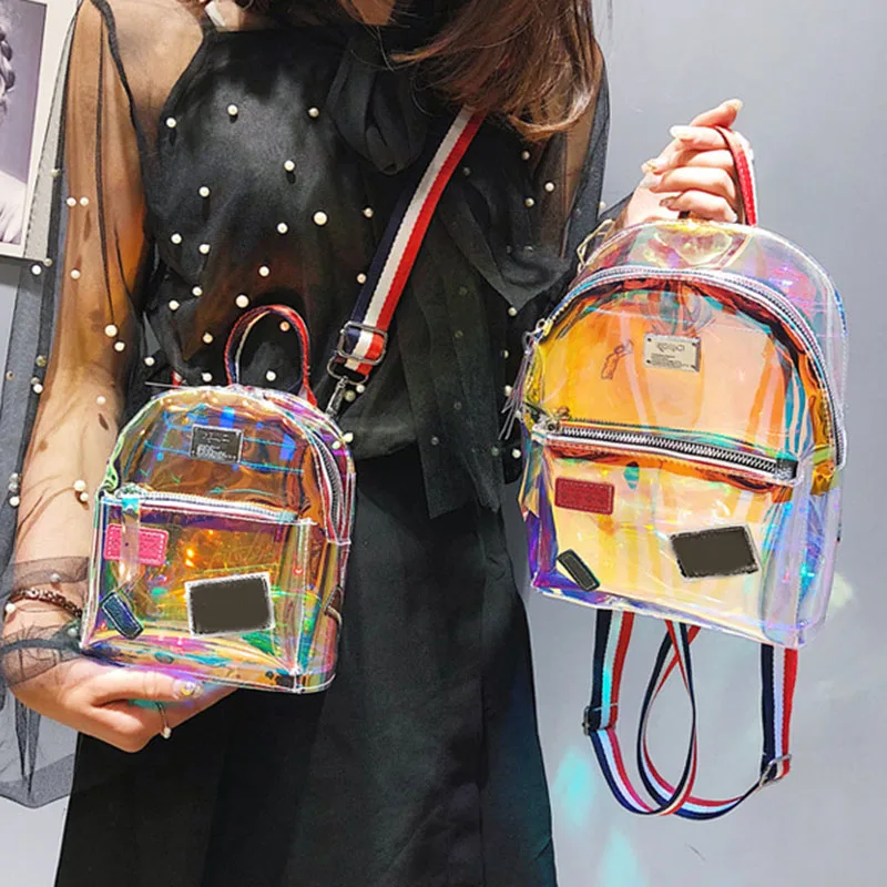 2019 Hot Transparent Backpack PVC Mini Clear School Book Bag Women ...