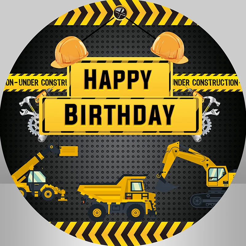 InMemory Construction Party Round Background Cover Boy Birthday ...