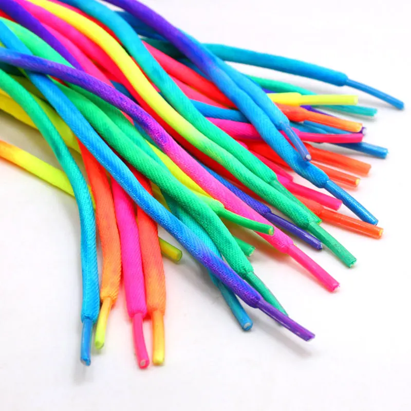 Dyed Rainbow Shoelaces 5mm Nylon Shoe Laces Waxed Round Cord Shoe Lace ...