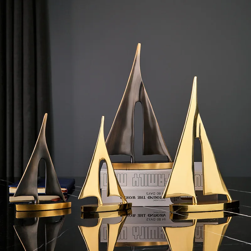 Smooth Sailing Sailboat Metal Crafts Ornaments Copper Golden Hollow ...