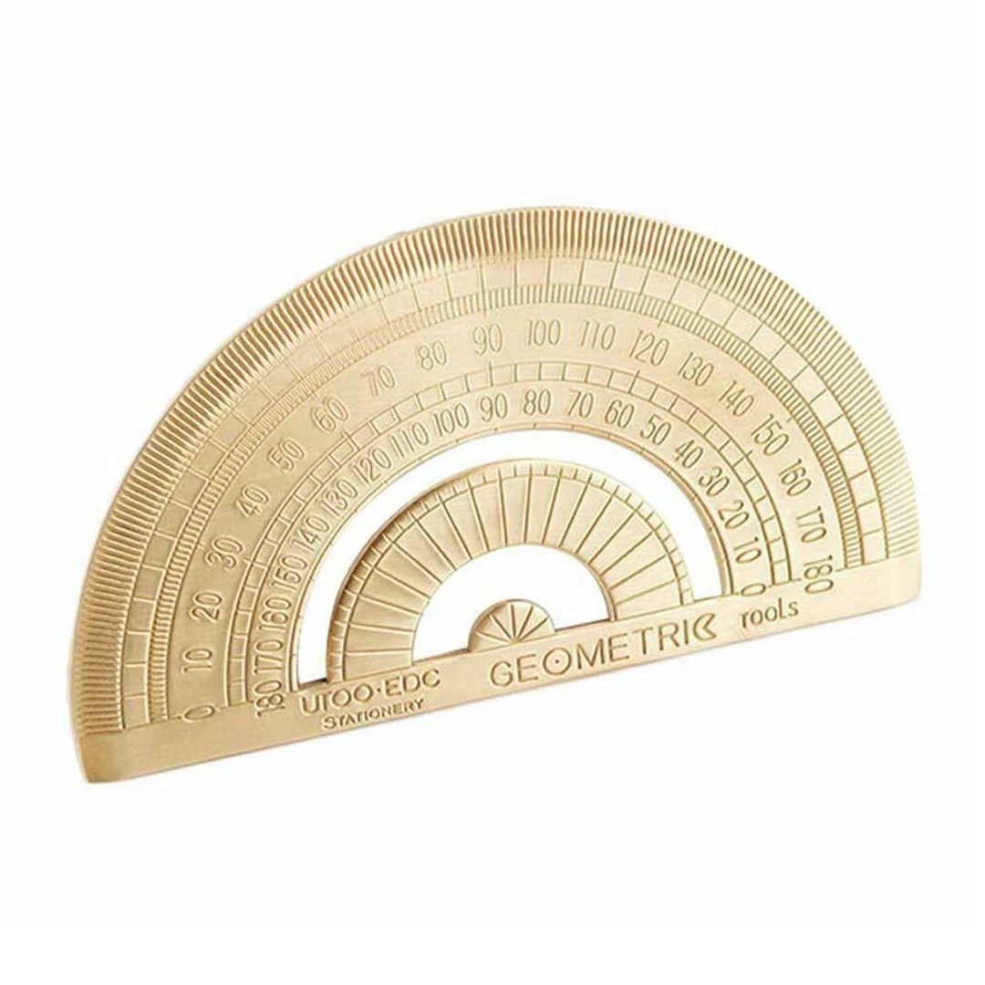 1pc Golden Retro Protractor Drawing Ruler Measuring Tool Vintage Brass ...