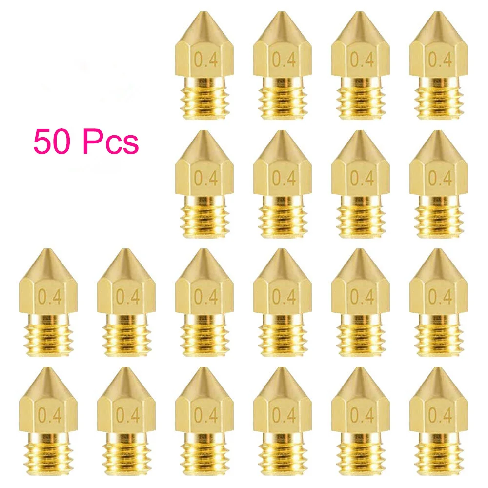 50 Pcs 3d Printer Nozzles Mk8 Extruder Nozzles 0.2mm 0.3mm 0.4mm 0.5mm ...