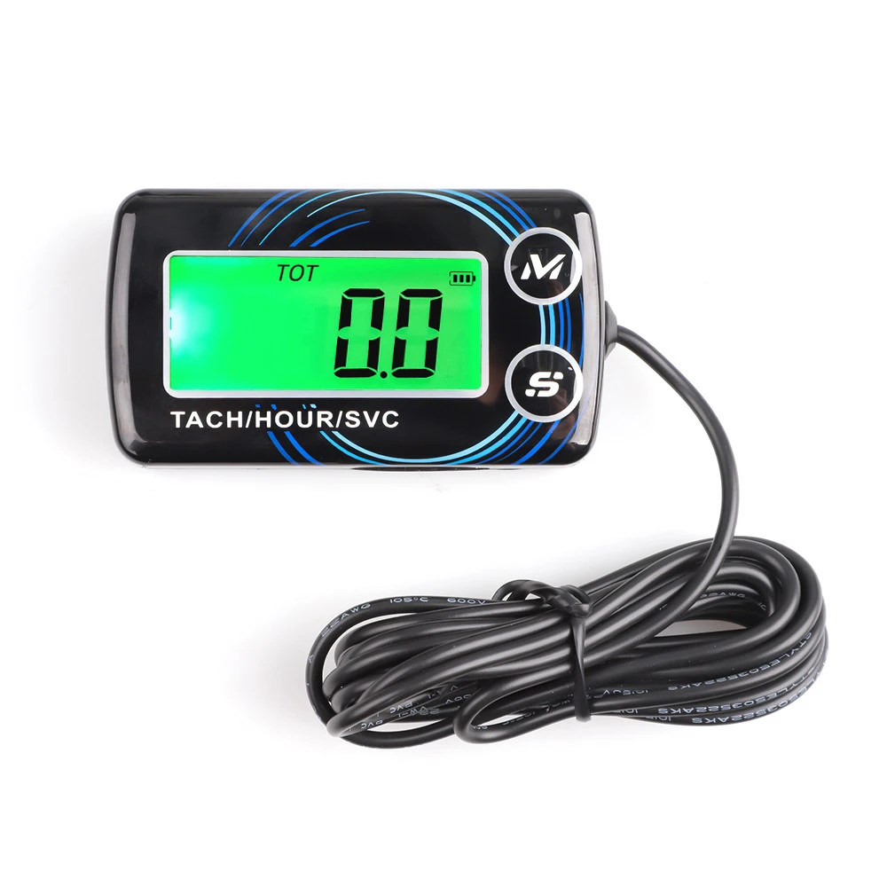 Motorcycle Tach Hour Meter Svc Lcd Digital Tachometer Engine Resettable ...
