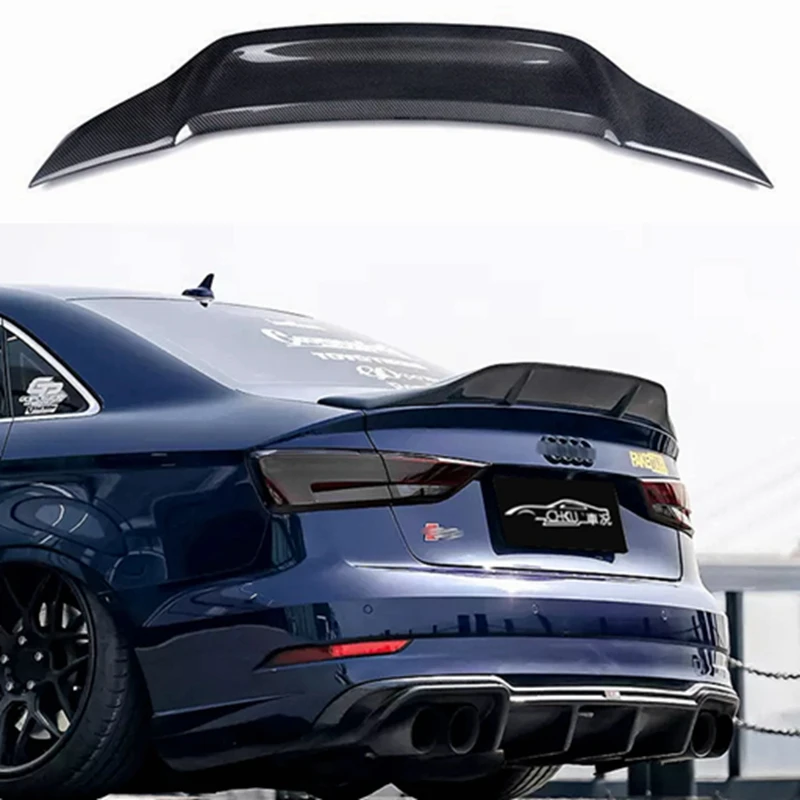 R-STYLE-REAL-CARBON-FIBER-REAR-TAIL-WING-TRUNK-LIP-SPOILER-FOR-Audi-A3 ...