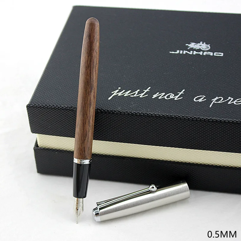 Caneta tinteiro vintage de madeira alongada, caneta de tinta jinhao de ...