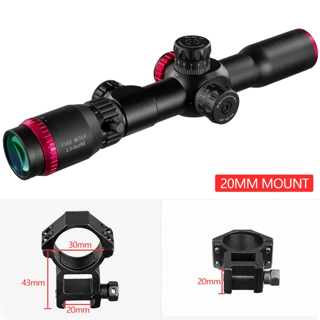 Fire Wolf FFP 2.5-8x28 Scope Double Cross Scope Hunting Green Red ...