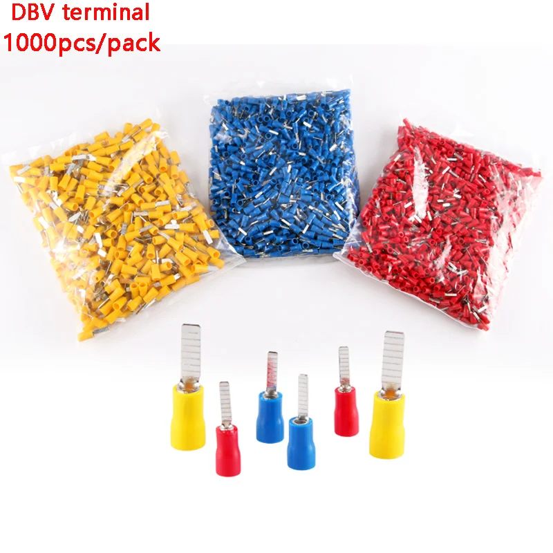 1000/500pcs/pack DBV1.25-10 Insulated Blade Terminal Cable Wire ...