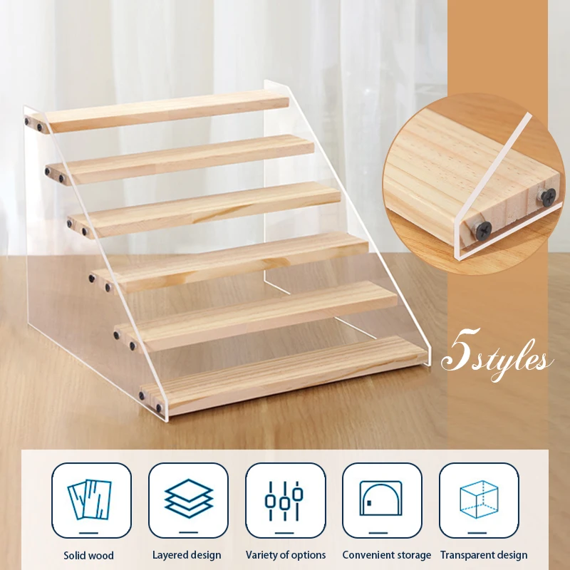 Acrylic Display Rack Glasses Cosmetic Doll Figure Toy Ladder Riser ...