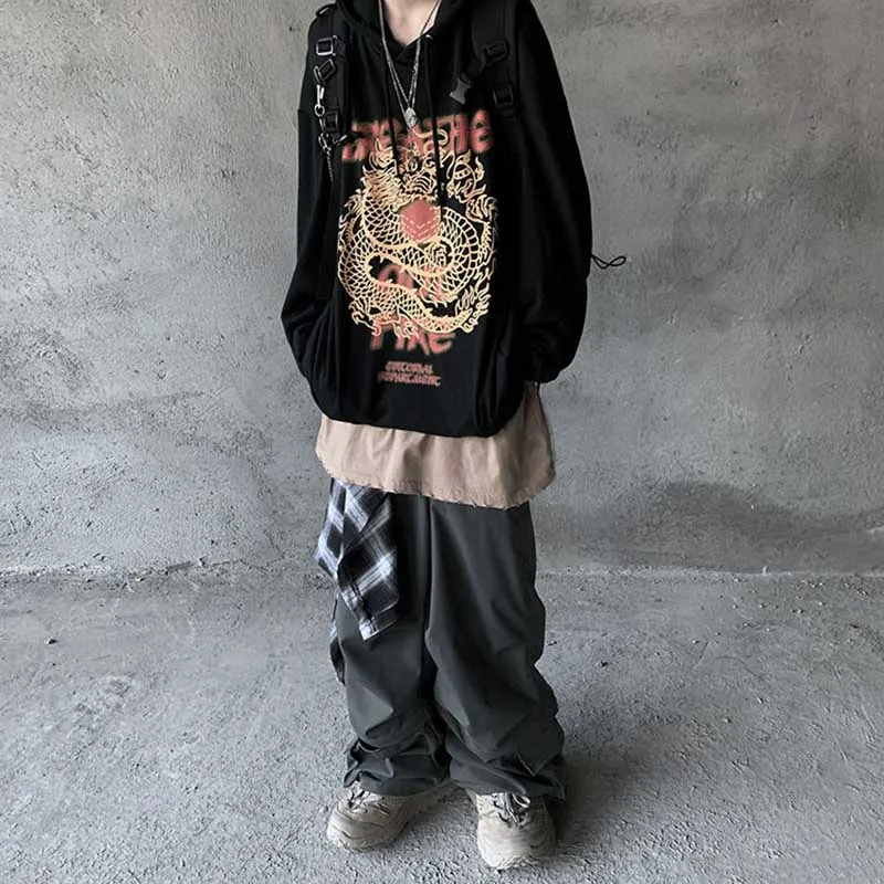 NiceMix Dropshipping Round Neck Chinese Style Long-sleeved Shirt Hoodie Autumn Winter Hip-hop ...