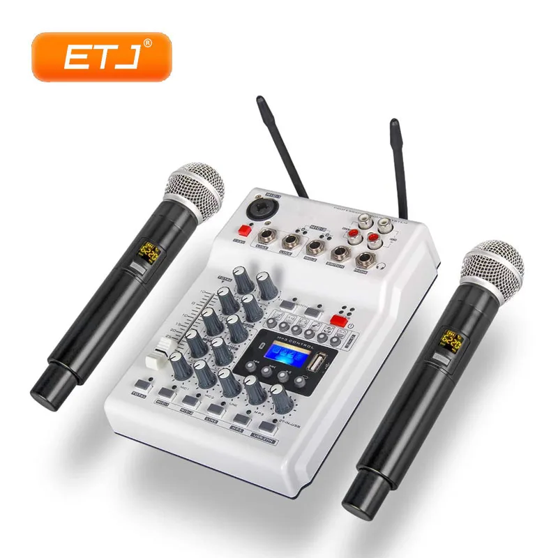 2 In 1 Wireless Microphone Mixing Console Professional Uhf Double ...
