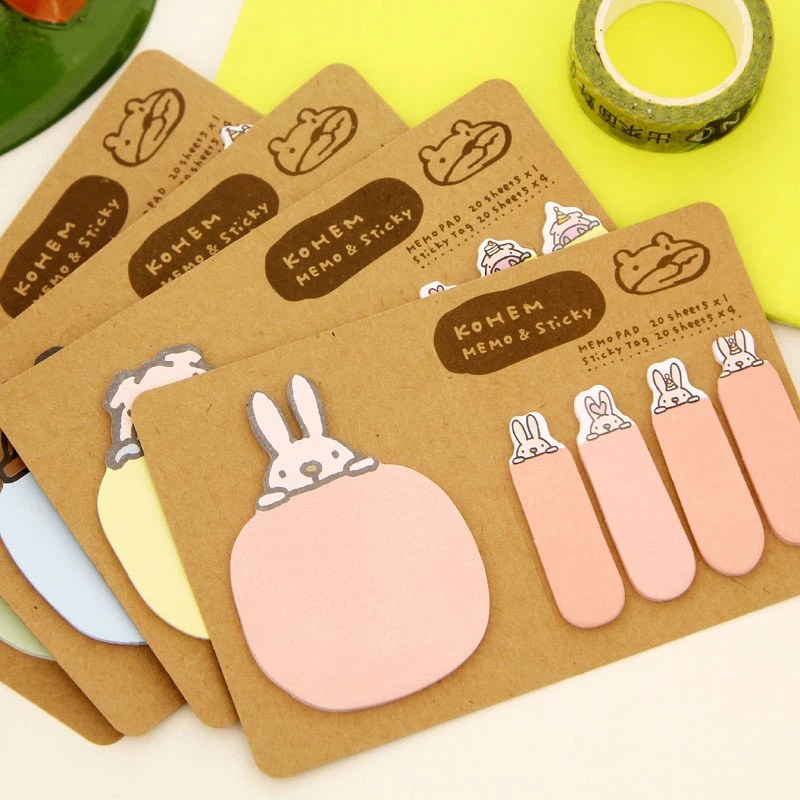 5 Pieces Lytwtw's Korea Cartoon Cute Rabbit Bunny Sticky Notes Creative ...
