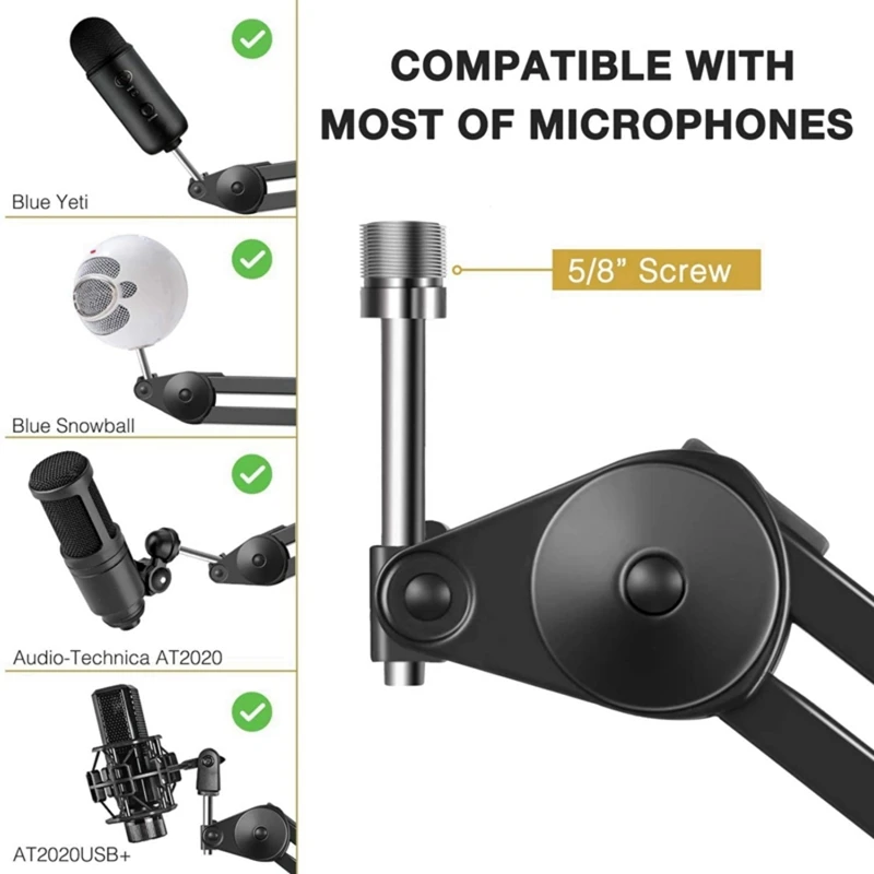 APEX Heavy Duty Mic Arm Microphone Stand Suspension Scissor Boom Stands ...