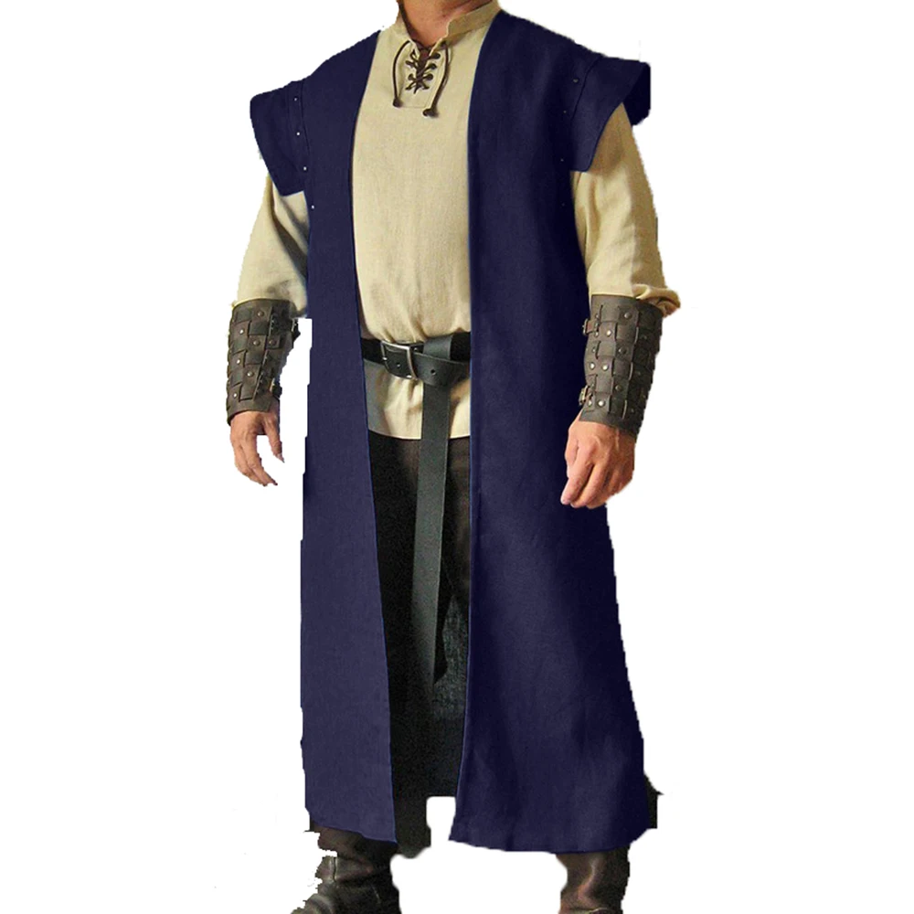 COLDKER Medieval Vest Coat New Men Cosplay Cloak Victorian Long Jacket ...