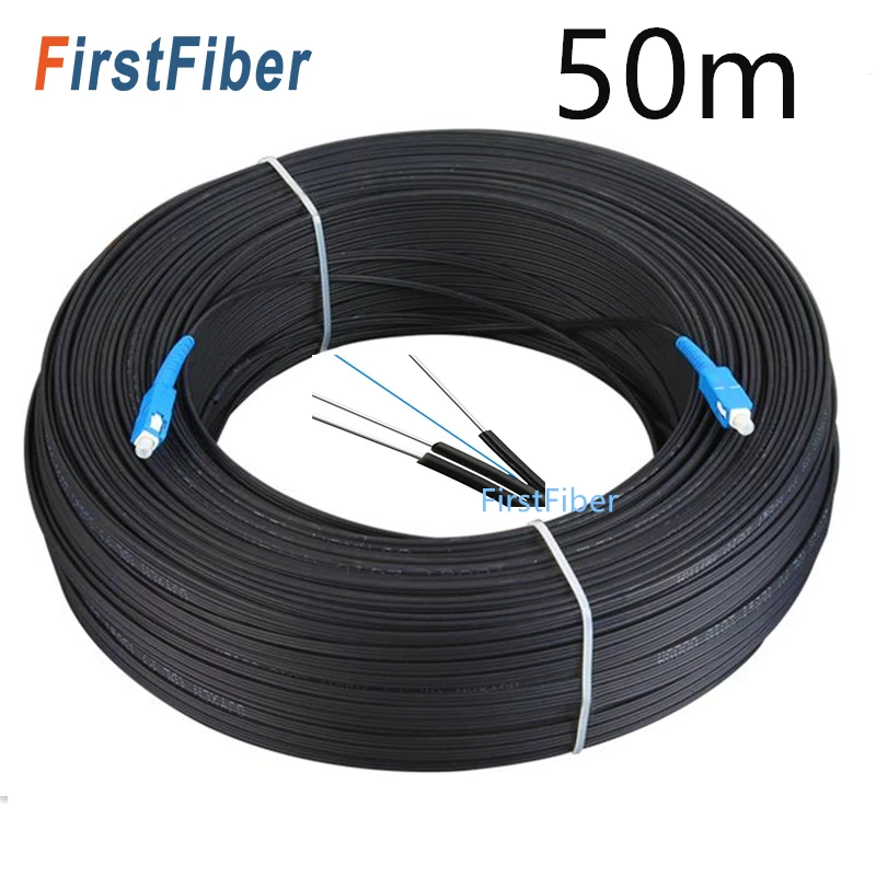 FTTH Fiber Optic Drop Cable SC UPC 30m/50m Single Mode Simplex Outdoor Optical Fibre Optic Drop ...