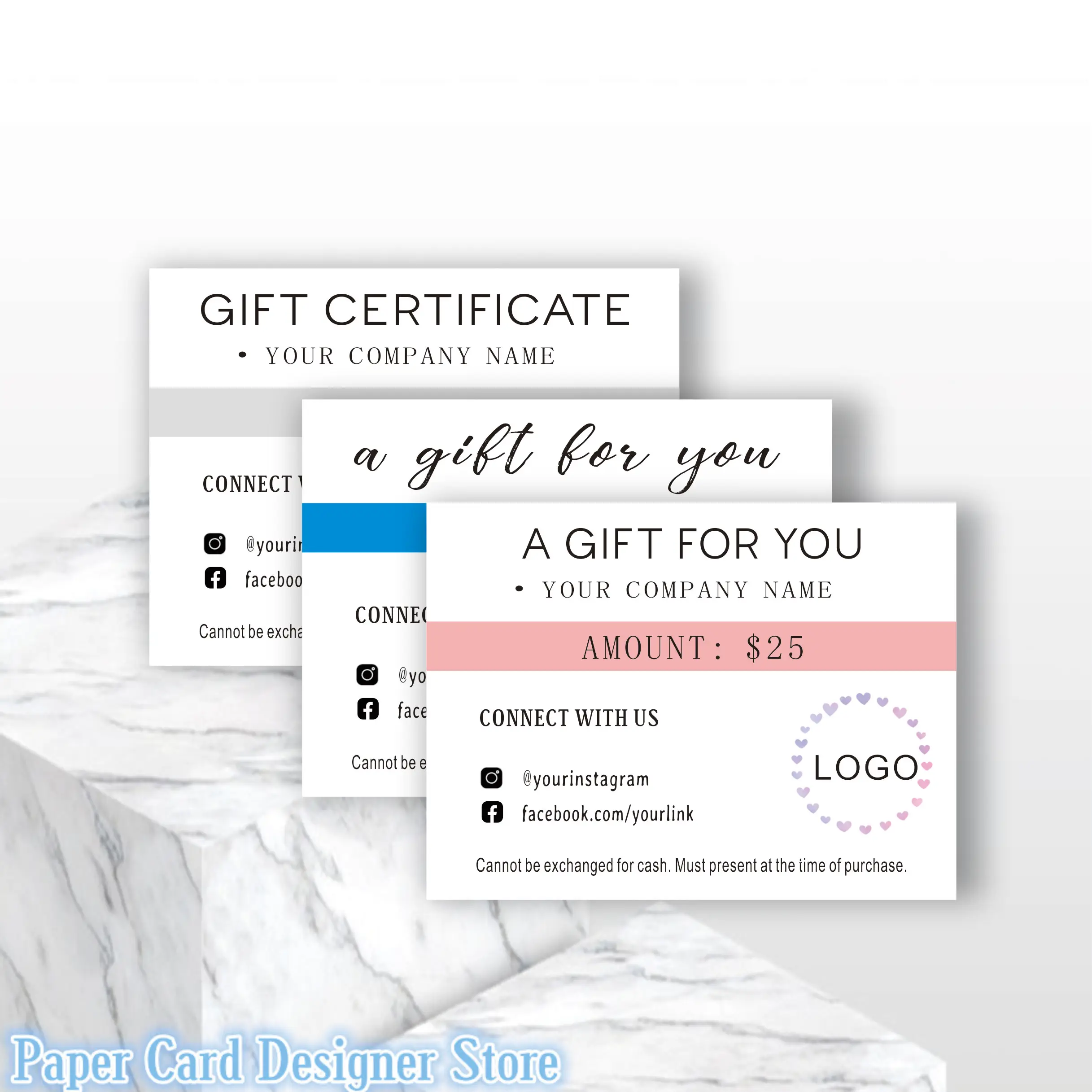 Editable Gift Certificate Template with Logo Modern Gift Card Template ...